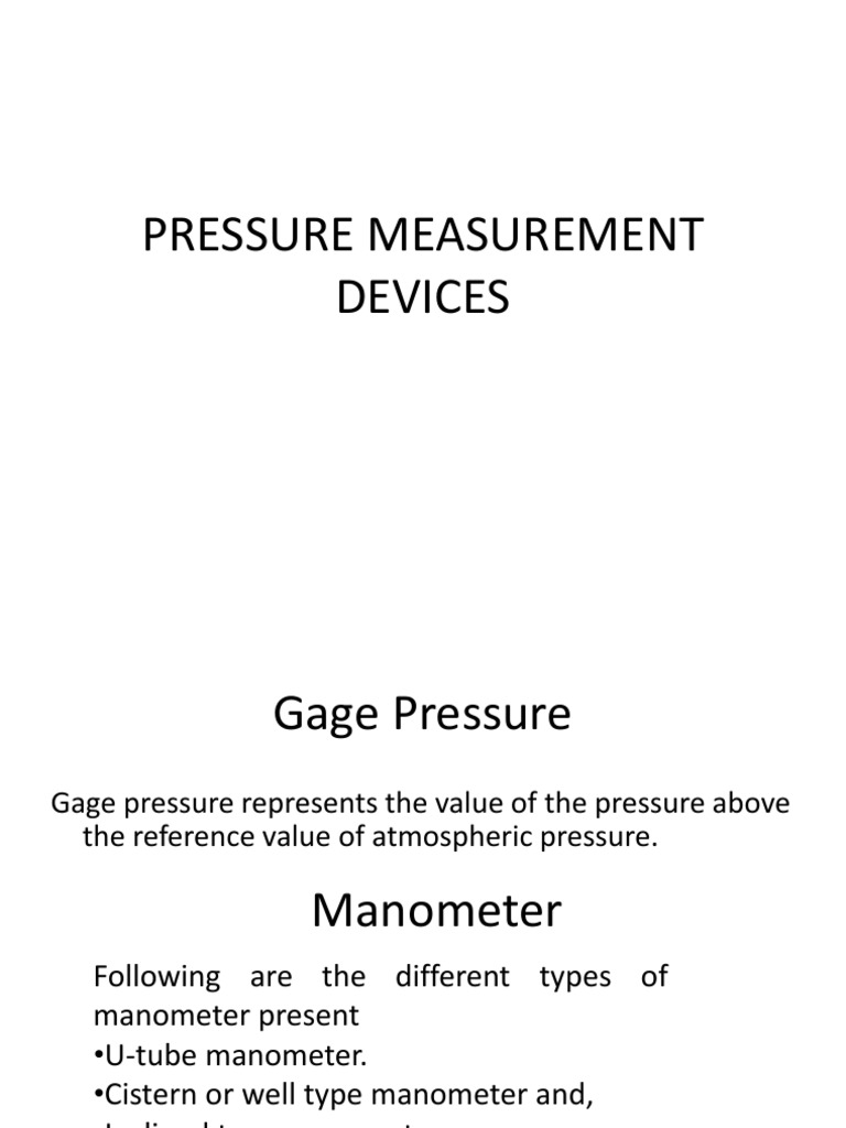 Pressure Measurement Devices | PDF