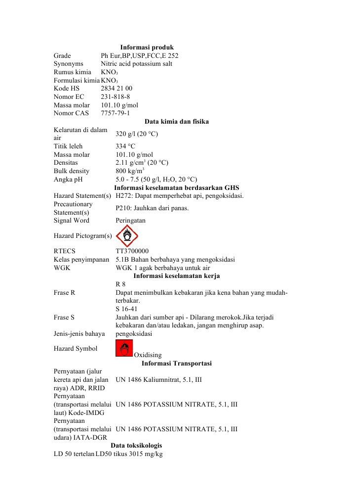 Msds KNO3 (Kalium Nitrat) | PDF