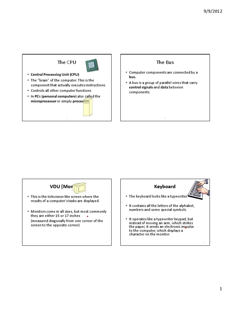 The Cpu The Bus: VDU (Monitor) Keyboard | Download Free PDF | Computer ...