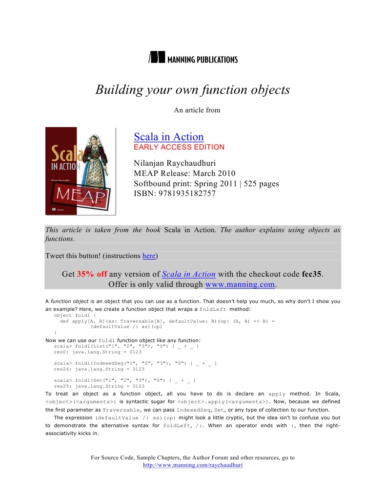 Building Your Own Function Objects: Scala in Action | PDF | Scala (Programming Language ...