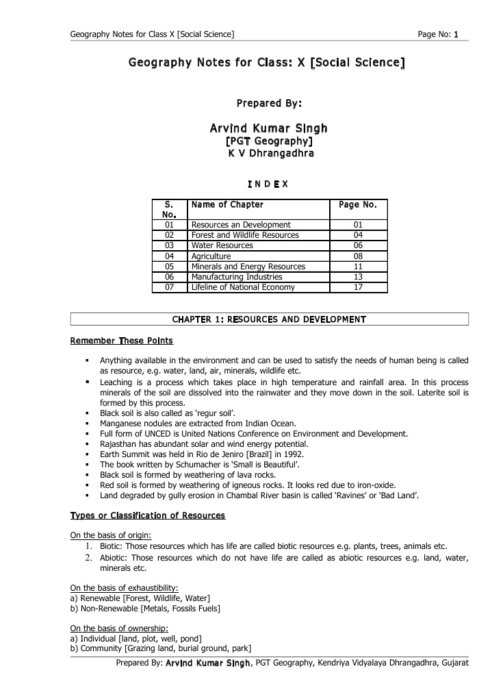 Geography Notes - Class 10 | Download Free PDF | Agriculture | Rock ...