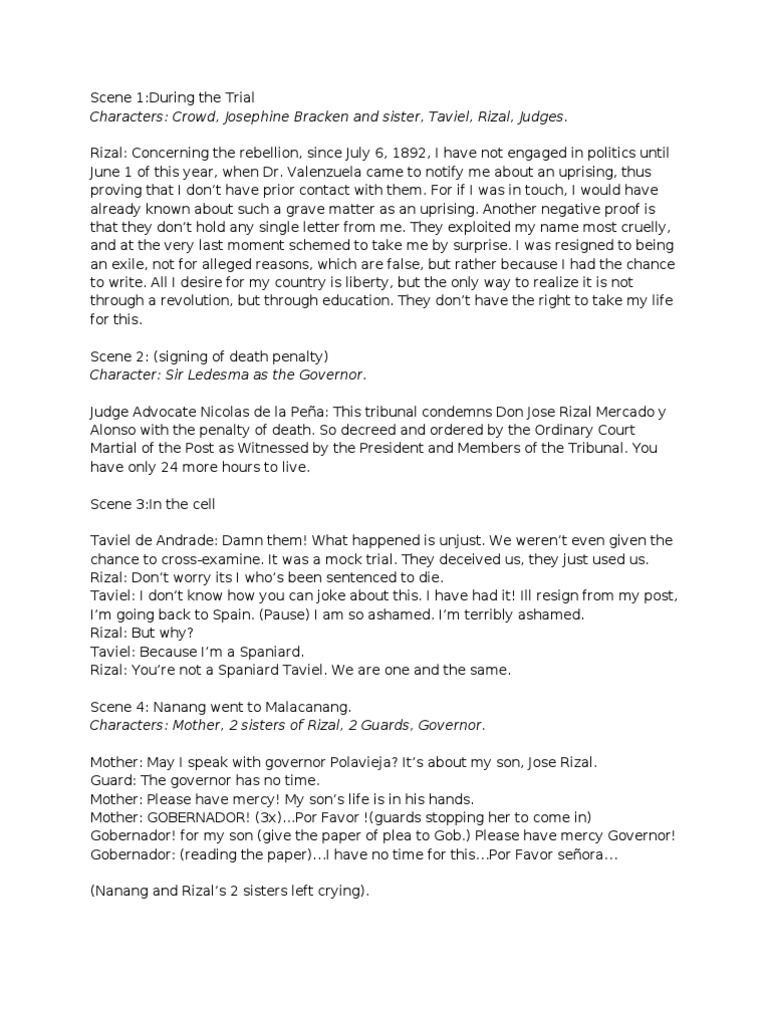 Jose Rizal Script | PDF | Violence