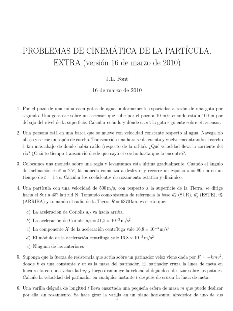 Cinemàtica de La Particula (Exercicis Extra) | PDF | Esfera | Velocidad