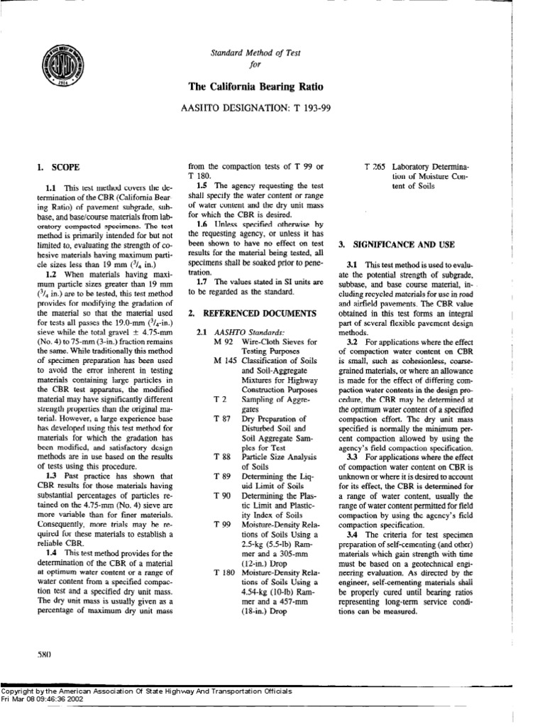 Aashto CBR-T193 | PDF