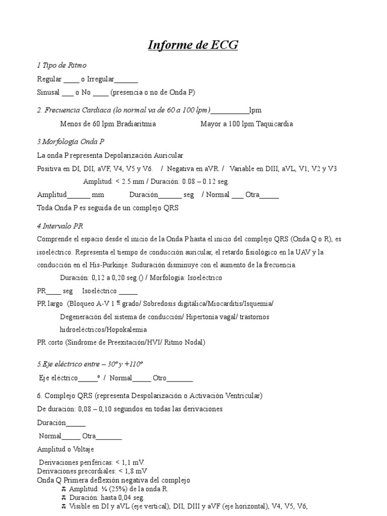 Informe de ECG Normal Detallado | PDF | Electrocardiografia | Imagenes ...