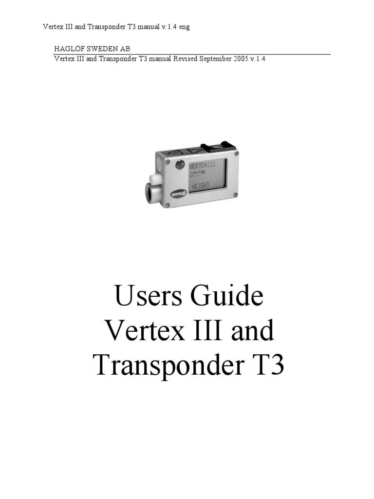 Users Guide Vertex III and Transponder T3 | PDF | Angle | Contrast (Vision)