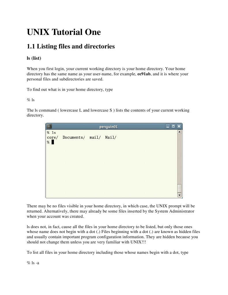 Unix Tutorial One Pdf Directory Computing File System