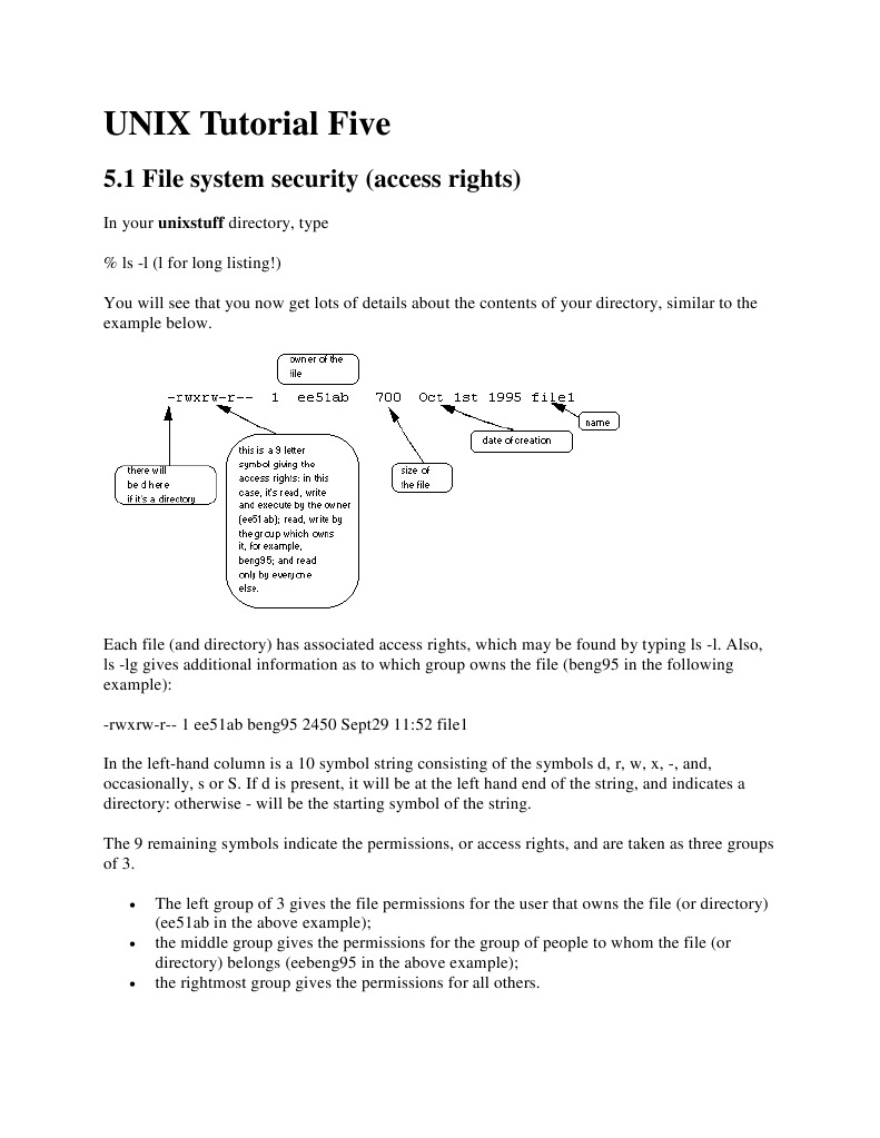 UNIX Tutorial Five | PDF | Computer File | Operating System Technology