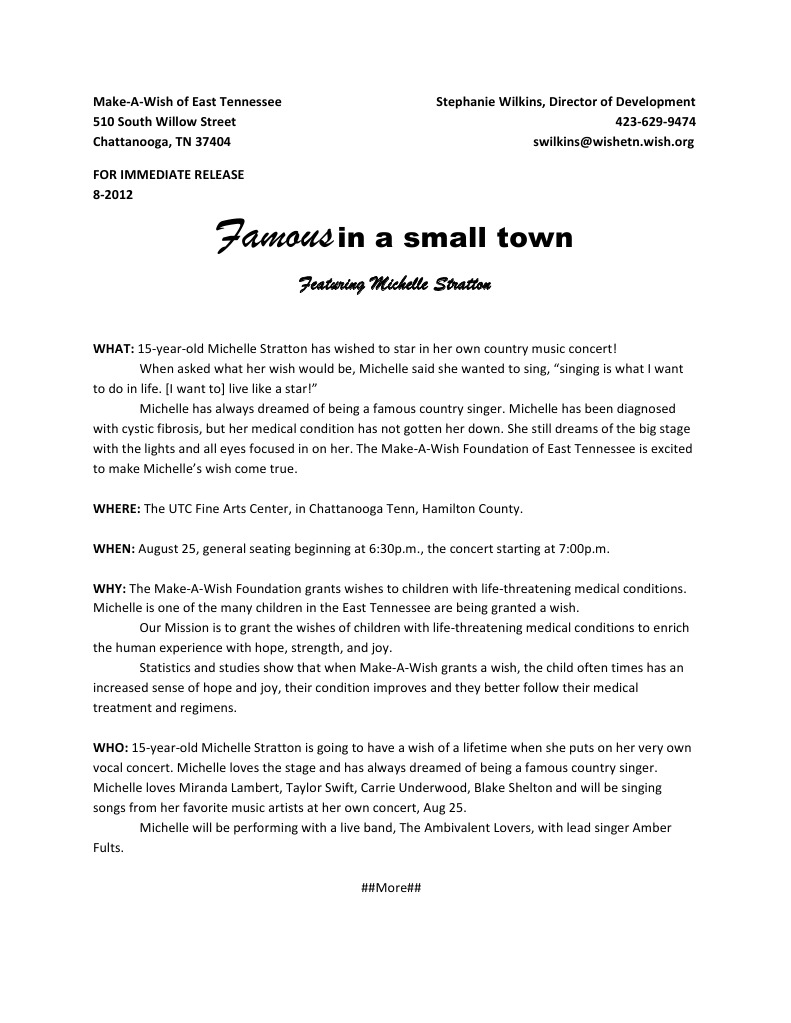 Michelle Stratton FACT SHEET | PDF | Leisure | Entertainment (General)