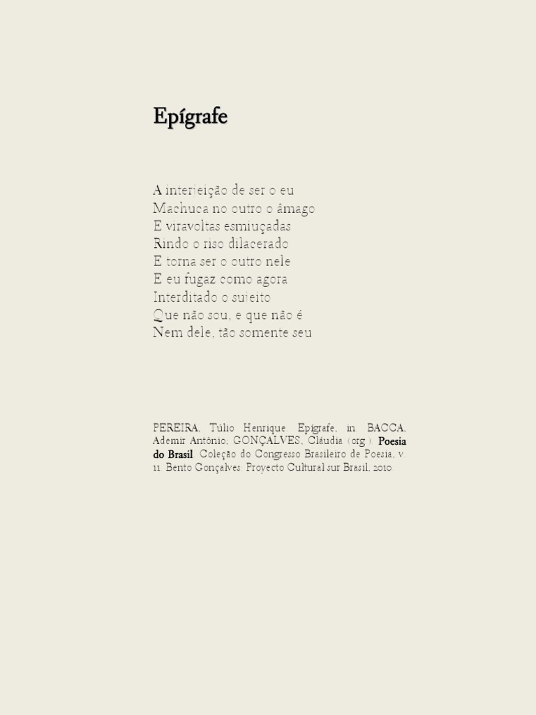 Reflexões sobre a Epígrafe | PDF | Ficção Geral
