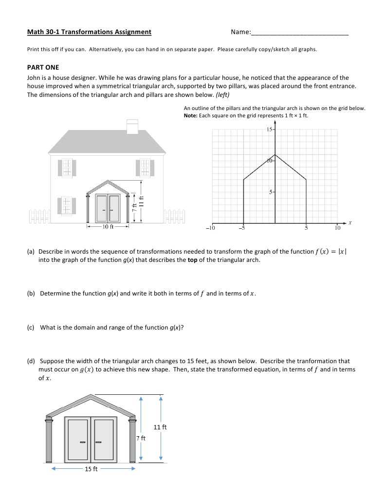 Transformations Assignment | PDF | Function (Mathematics) | Equations