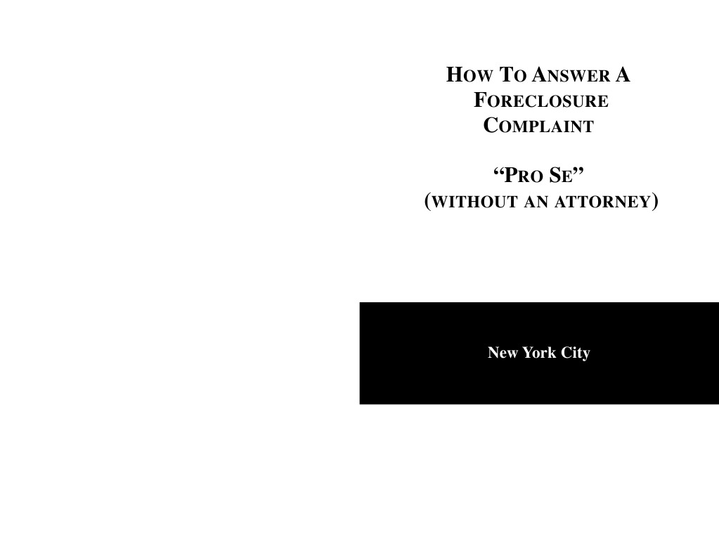 Pro Se Answer Instructions Single Sided | PDF | Foreclosure | Mortgage Loan