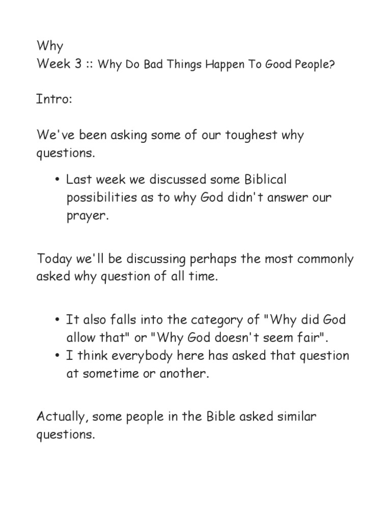 Why Do Bad Things Happen To Good People? | PDF | Sin | Jesus