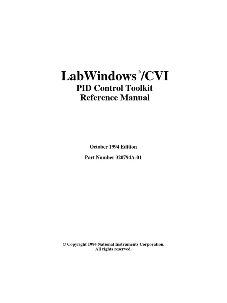 Labwindows /cvi: Pid Control Toolkit Reference Manual | PDF | Control Theory | Control System