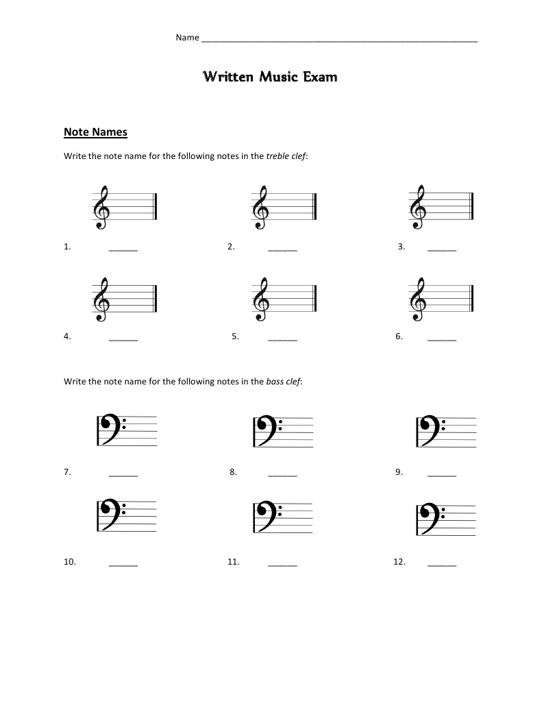 Basic Music Theory Exam Template | PDF | Language Arts & Discipline
