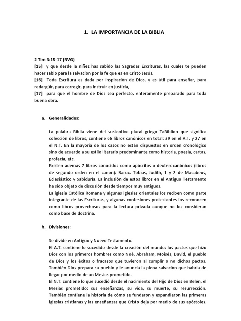 La Importancia de La Biblia | PDF | Biblia | Jesús