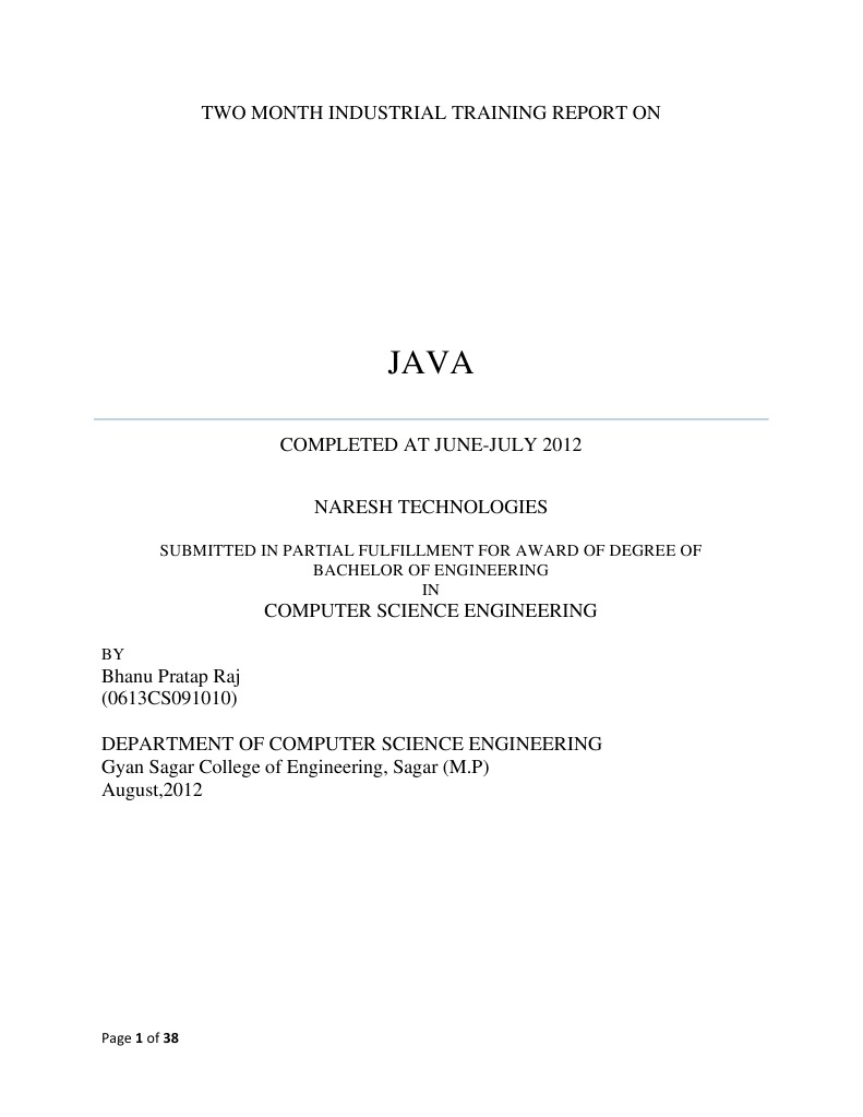 Industrial Training Report | PDF | Method (Computer Programming) | Java ...