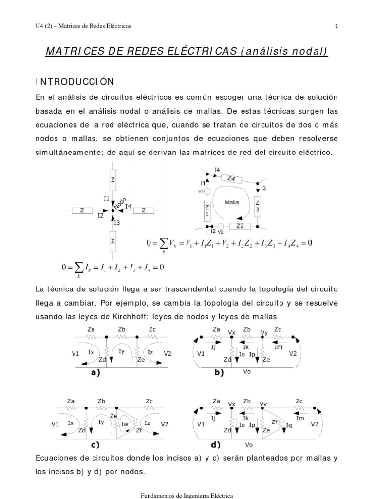 04.2-Matrices de Red _Analisis Nodal | Matriz (Matemáticas) | Análisis ...