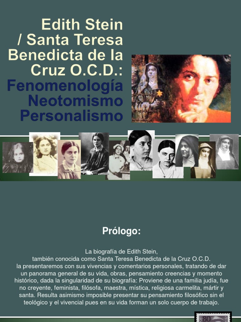 Edith Stein, Fenomenología, Neotomismo y Personalismo | PDF | Edmund ...