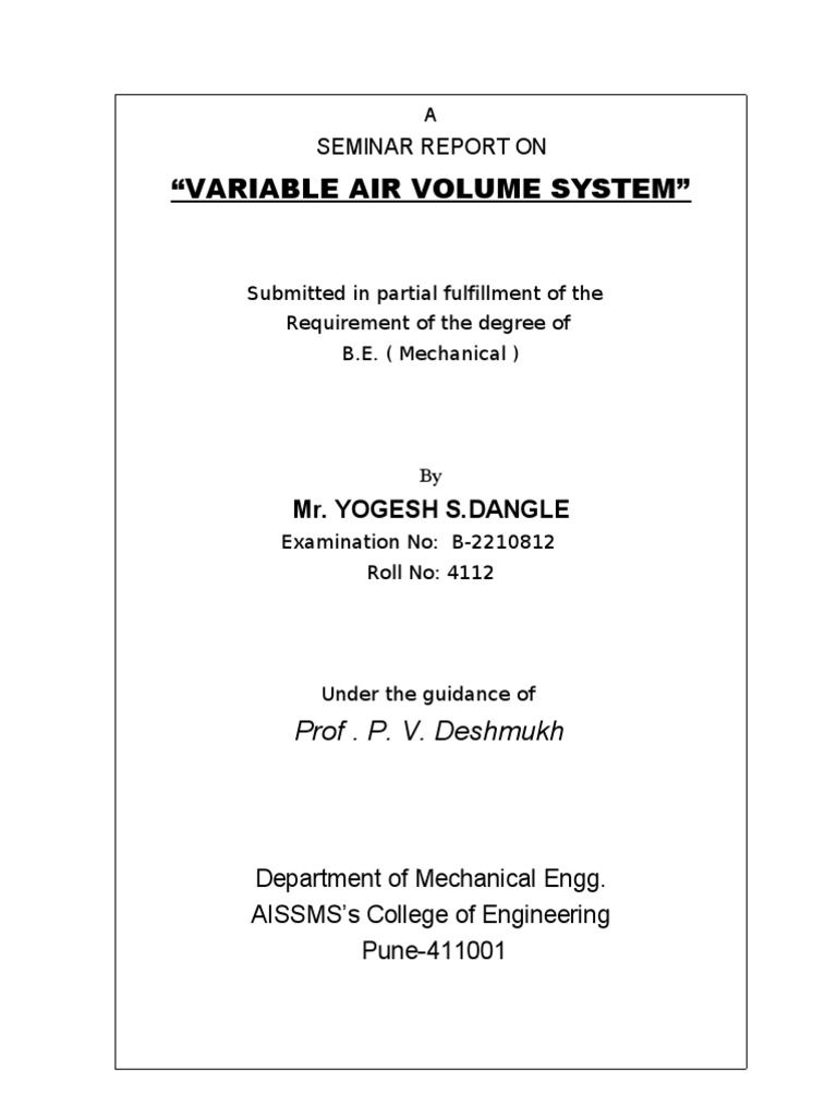 Variable Air Volume System | PDF
