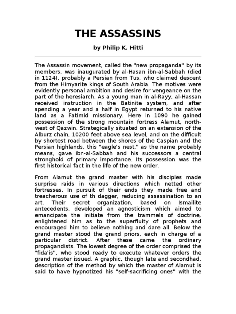 The Assassins | PDF | Assassins | Middle East