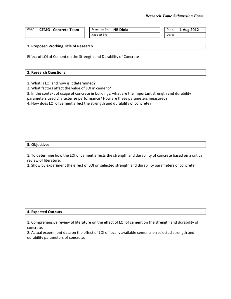 Research Topic Submission Form | PDF