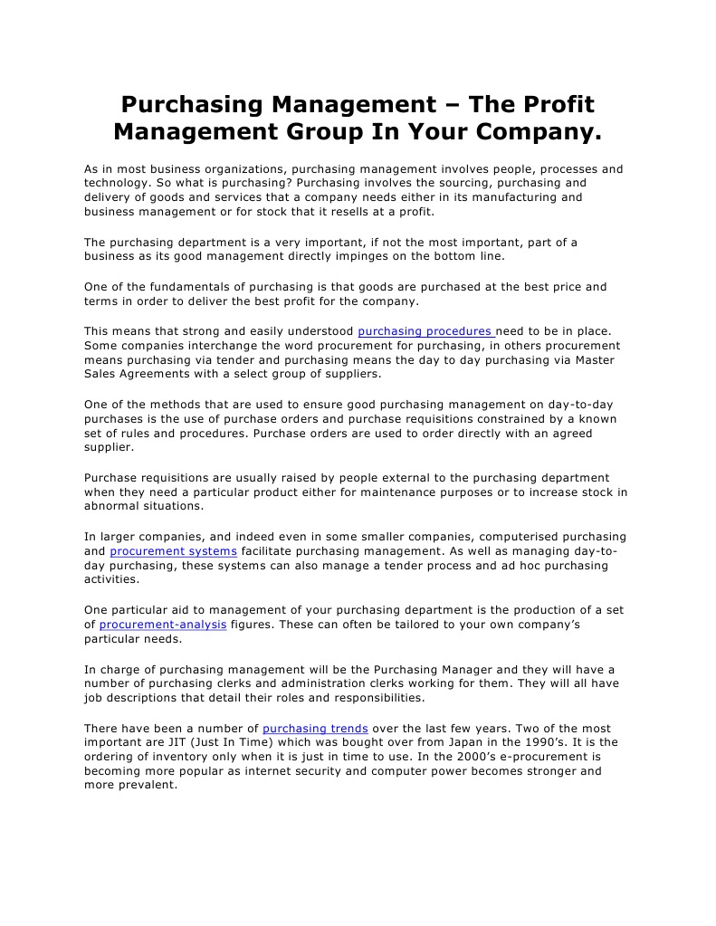 Effective Purchasing Management Strategies | PDF | Procurement ...