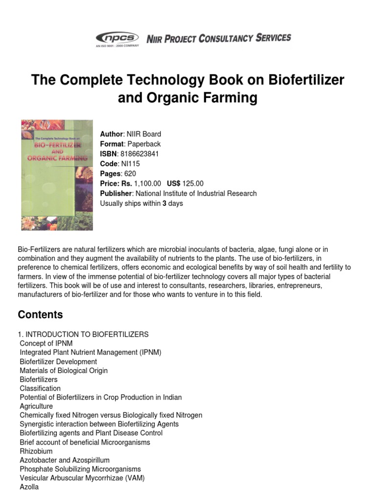 Biofertilizer Technology Handbook | PDF | Biological Pest Control | Biogas