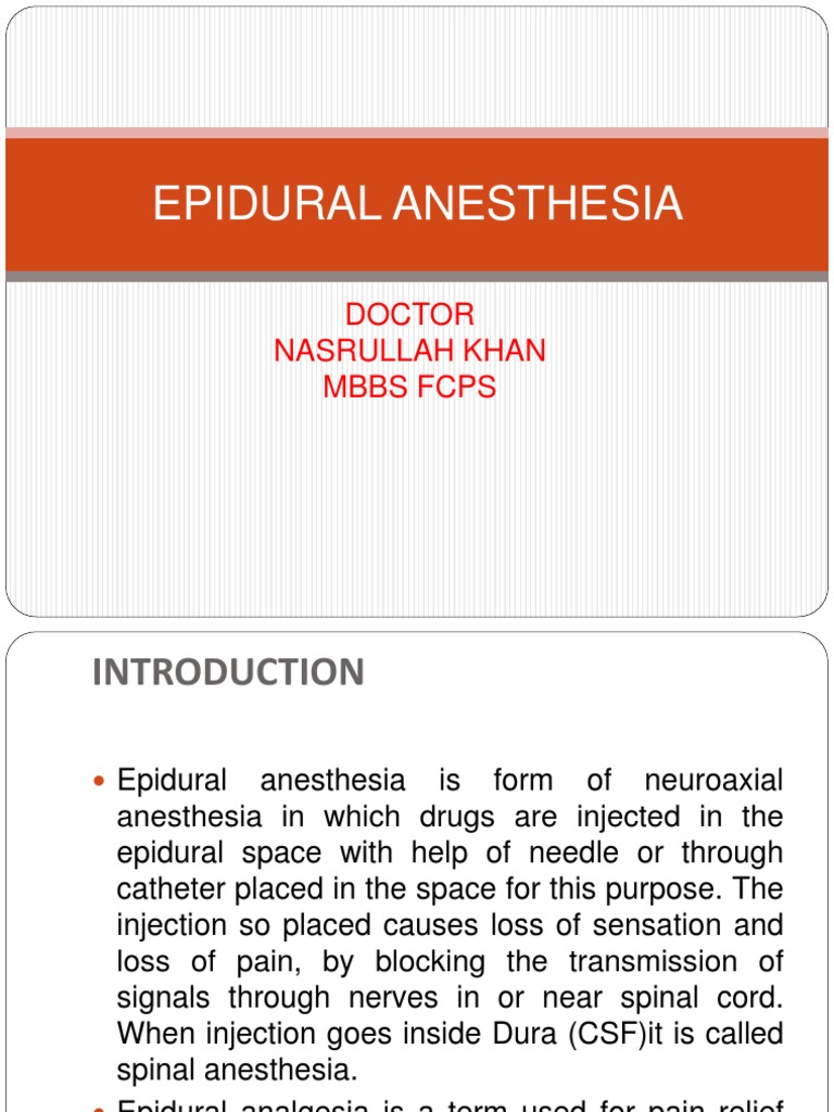Epidural Anesthesia | Anesthesia | Pain