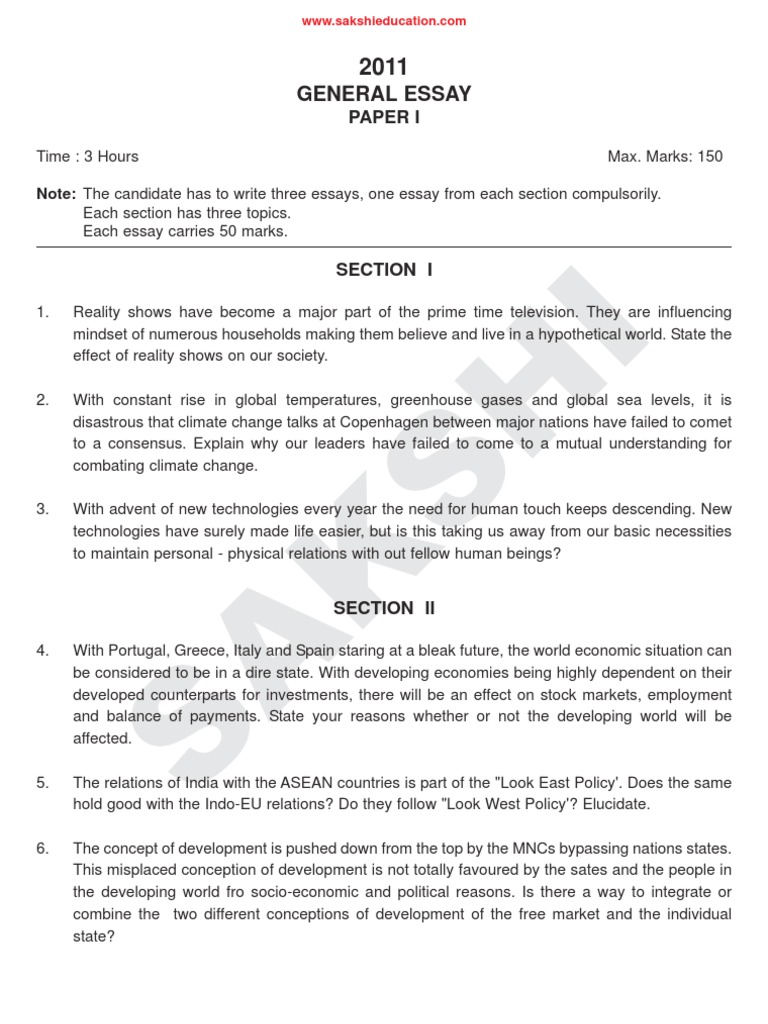 Group1 Mains 2011 All Question Papers | PDF | Constitution ...