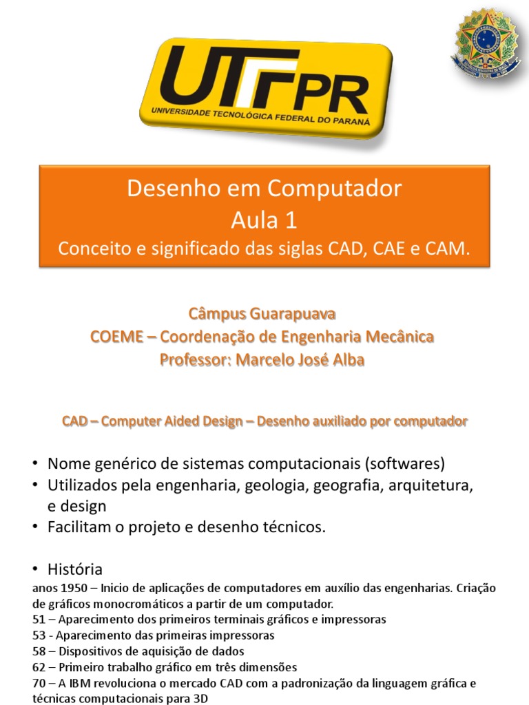 Aula 1 - Conceito e Significado Das Siglas CAD, CAE e CAM | Desenho ...