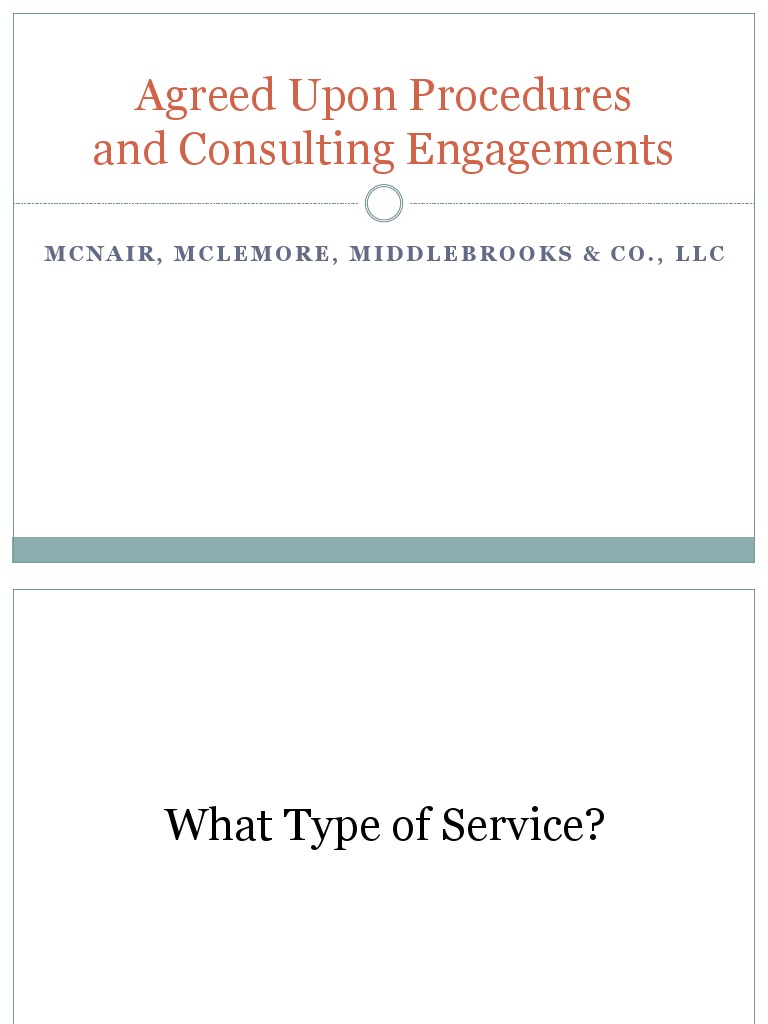 Agreed Upon Procedures vs. Consulting Engagements | Consultant | Cheque