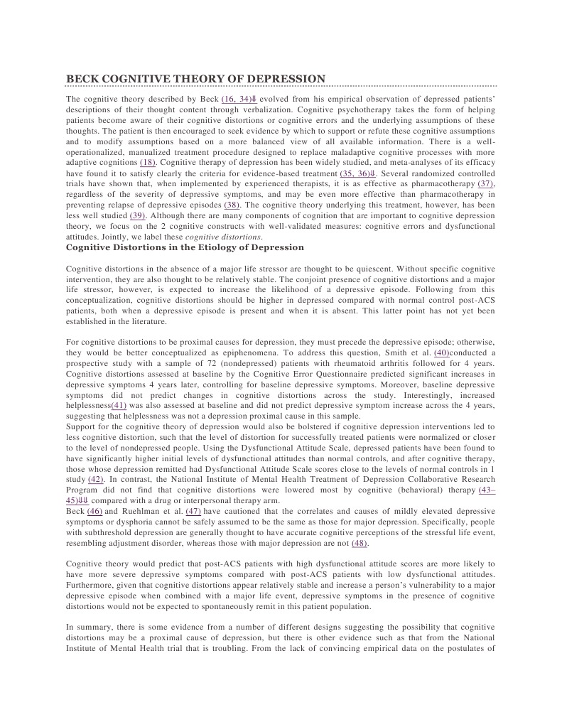 Beck Cognitive Theory of Depression | Major Depressive Disorder ...