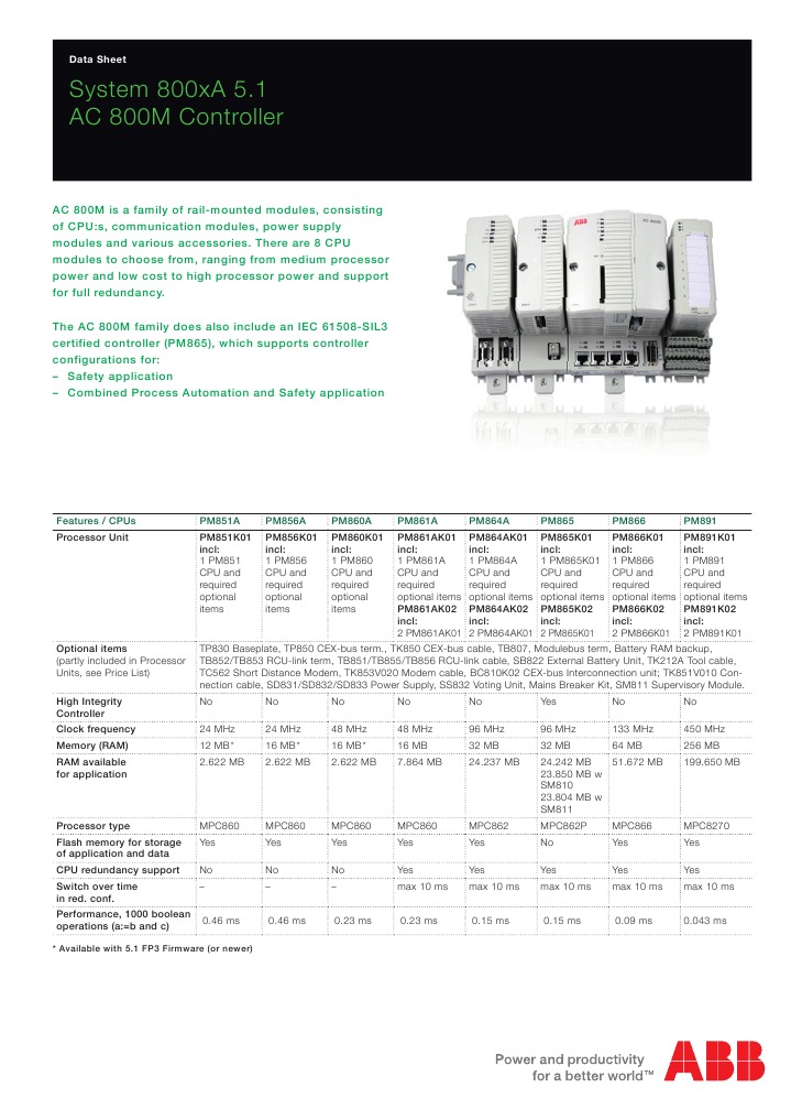 800xa 5.1 Ac 800m Controller Data Sheet | PDF | Central Processing Unit ...