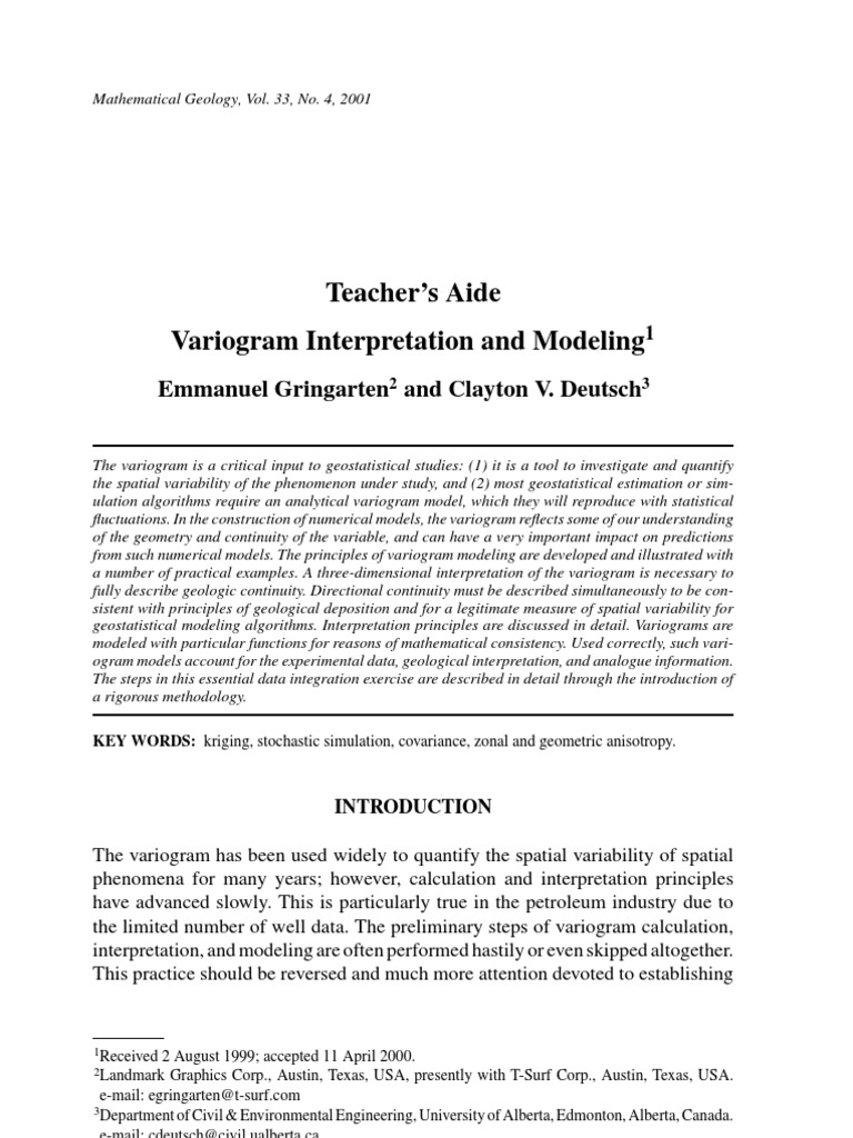 Geostatistical Variogram Modeling | PDF | Linear Trend Estimation | Correlation And Dependence