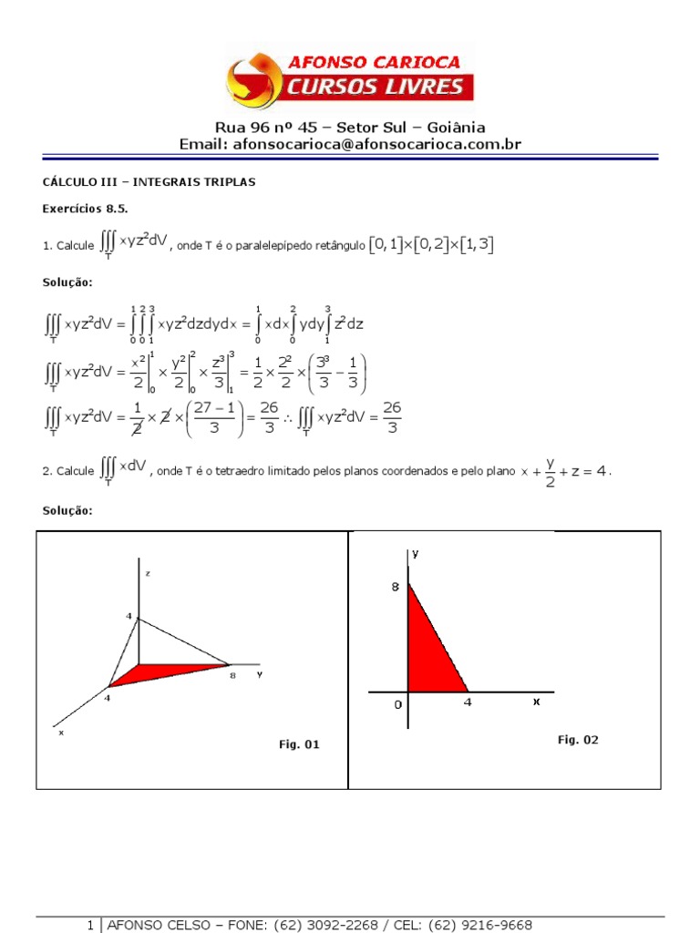 Exercícios de Integrais Triplas | PDF