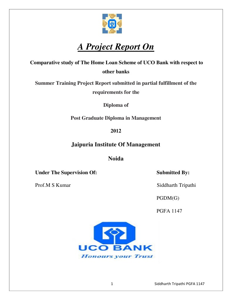 Sip Project On Uco Bank | PDF | Loans | Mortgage Loan