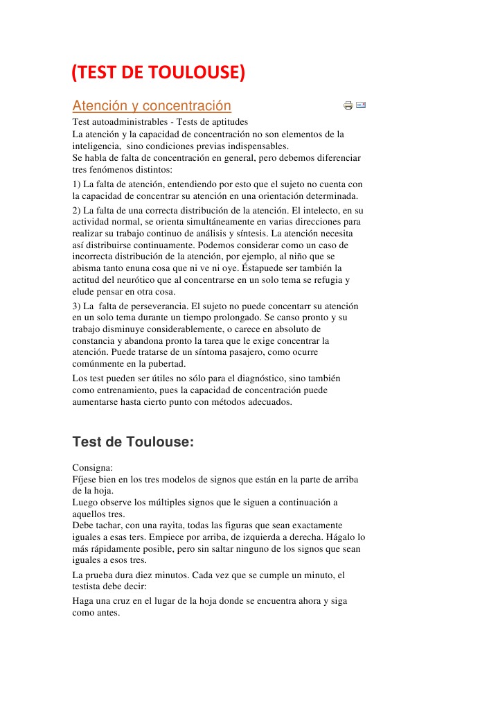 Test de Toulouse | Bienestar | Sicología y ciencia cognitiva