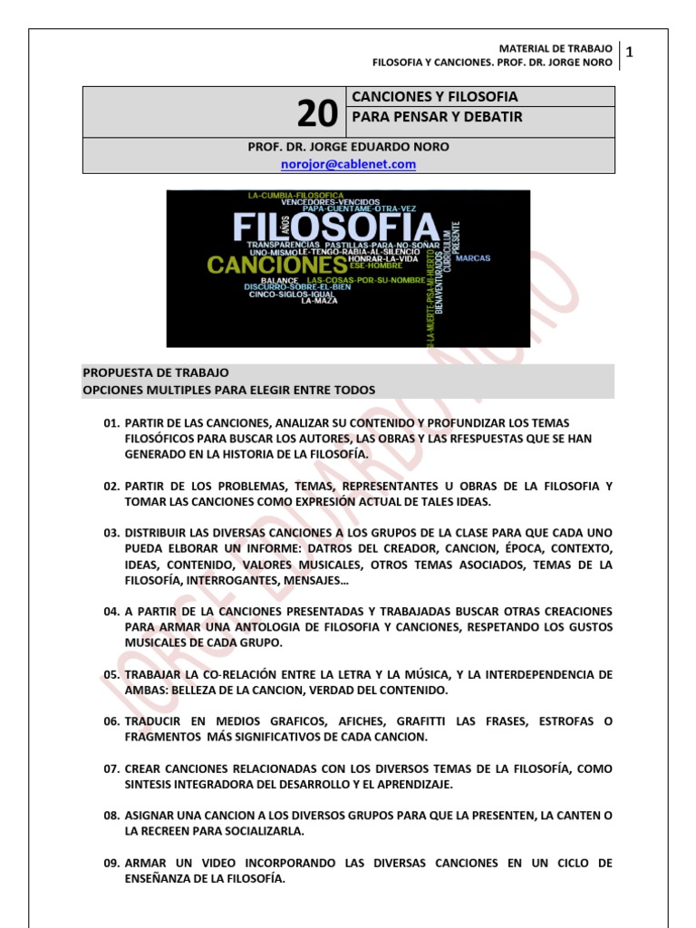 Filosofia + 20 Canciones para Enseñar y Aprender | PDF | Amor | Existencia
