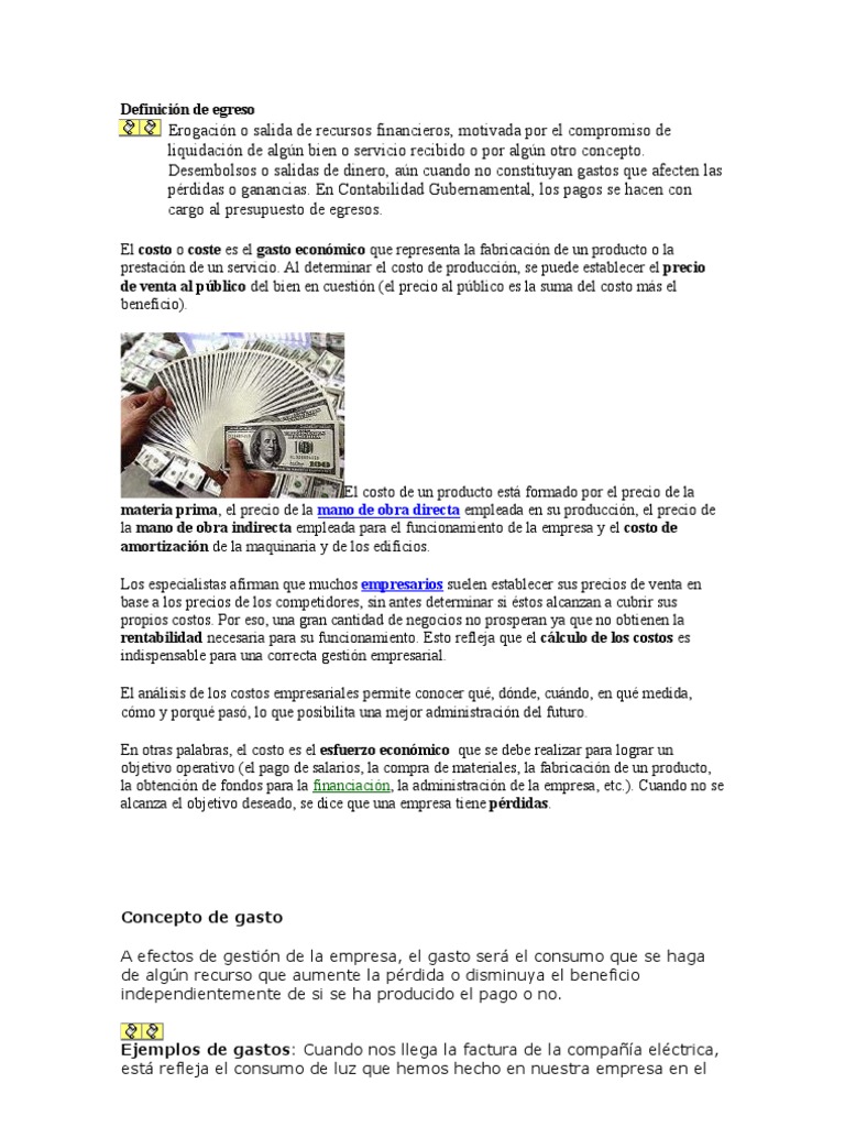 Definición y Concepto de Egreso | PDF | Costo | Beneficio (economía)