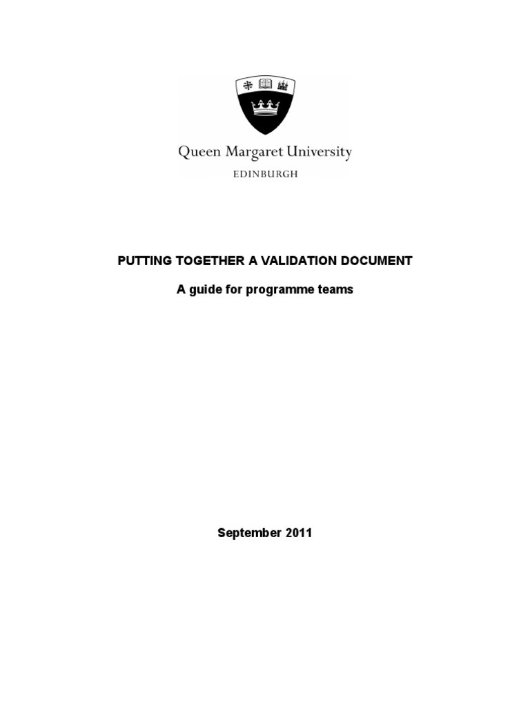 Putting Together A Validation Document A Guide For Programme Teams ...