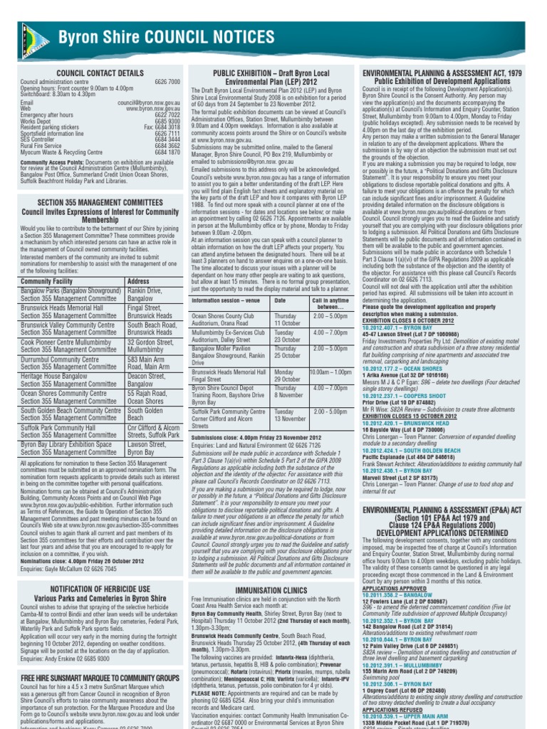 Byron Shire Council Notices: Subscribe To Council's Electronic Newsletters at WWW - Byron.nsw ...