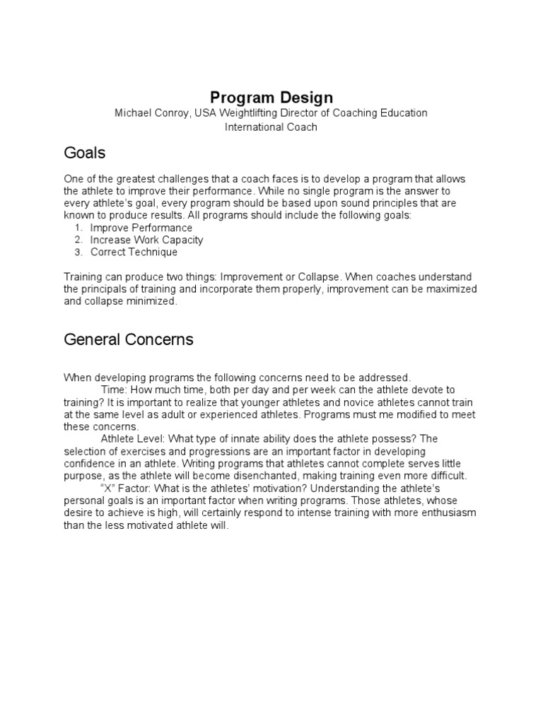 Primer On Program Design | PDF | Physical Exercise | Recreation