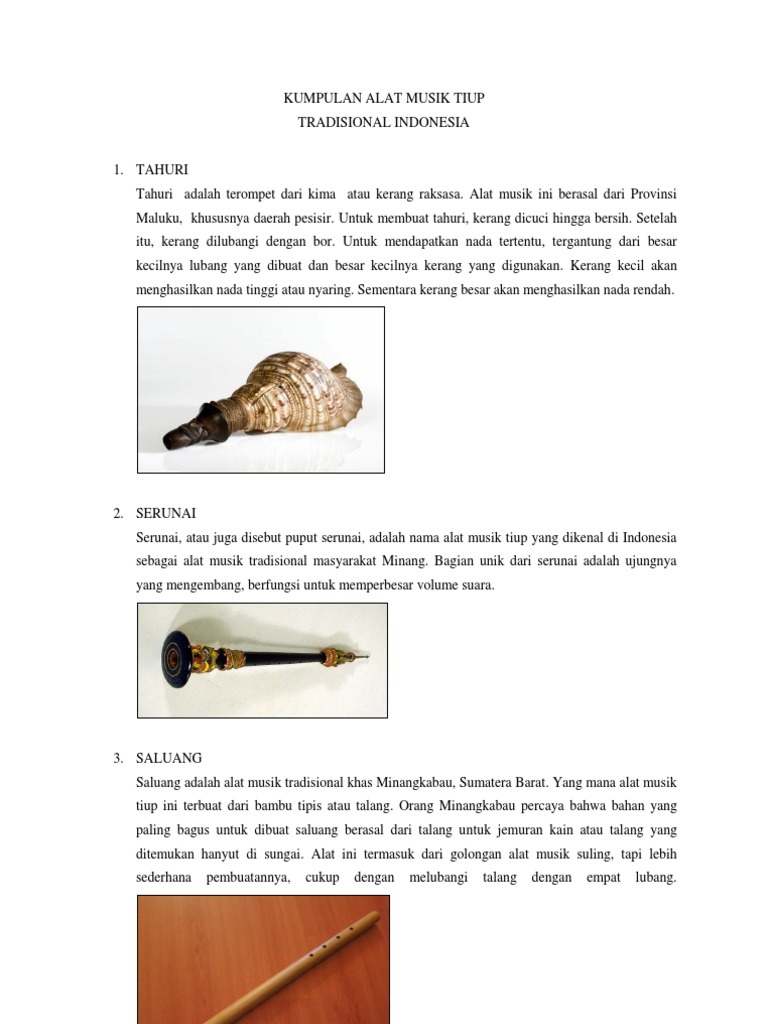 Kumpulan Alat Musik Tiup Tradisional Indonesia | PDF