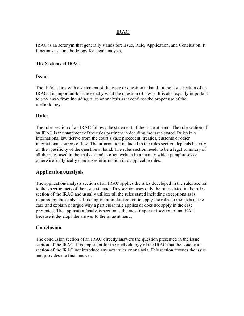 IRAC | PDF | Public Law | Legal Concepts