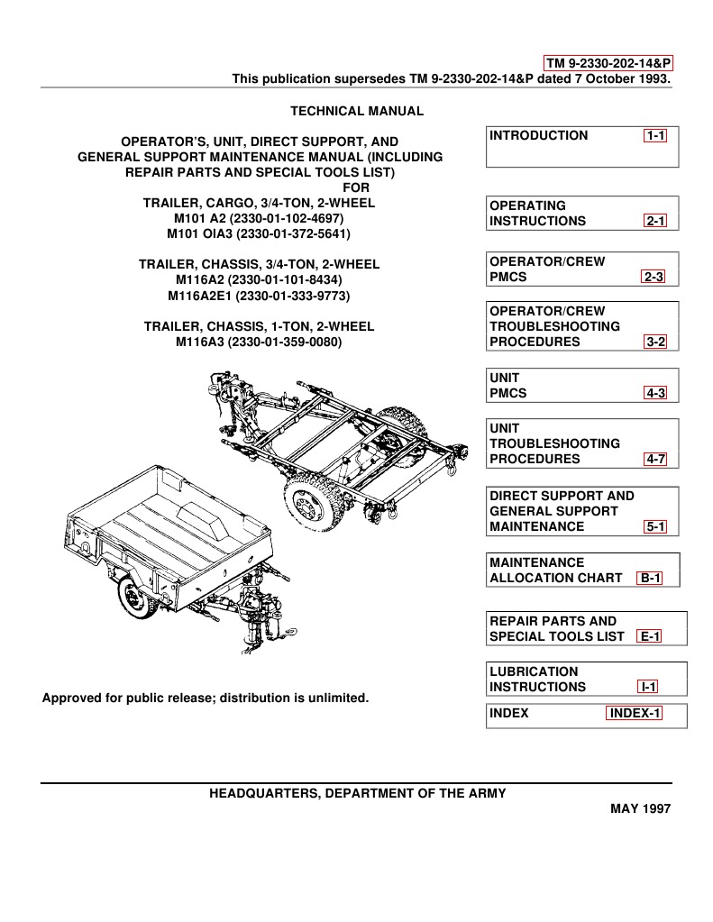 Trailer M101A2 M116A2 M116A3 Manual TM 9 2330 202 14P | PDF | Vehicles ...