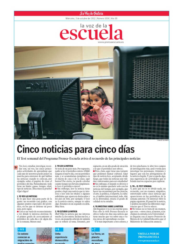 escuela: Cinco noticias para cinco días | Periódicos | Red mundial