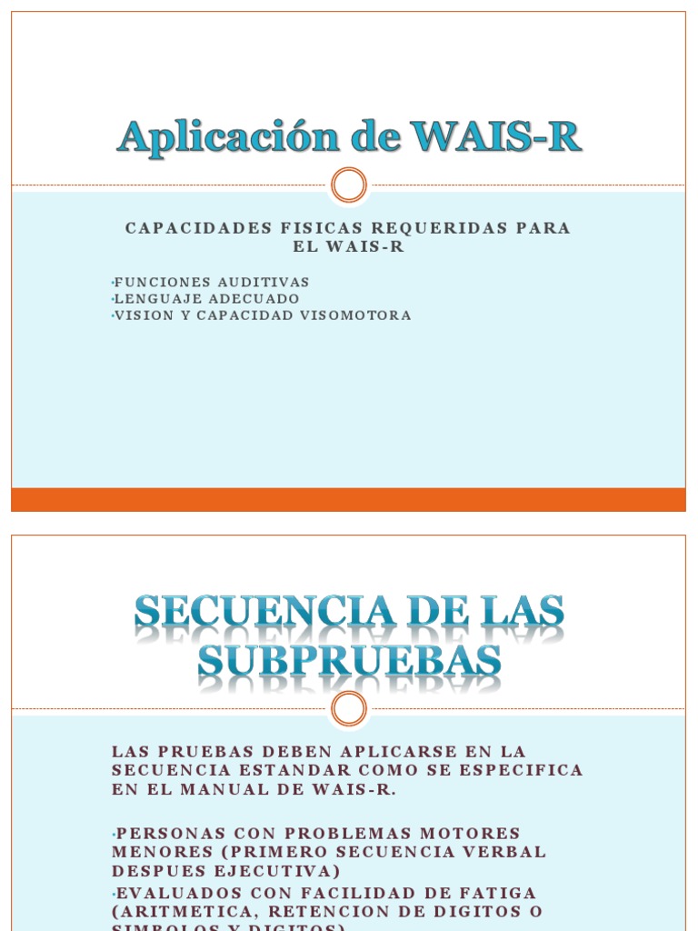 Aplicación de WAIS-R | PDF | Escala de inteligencia para adultos de ...