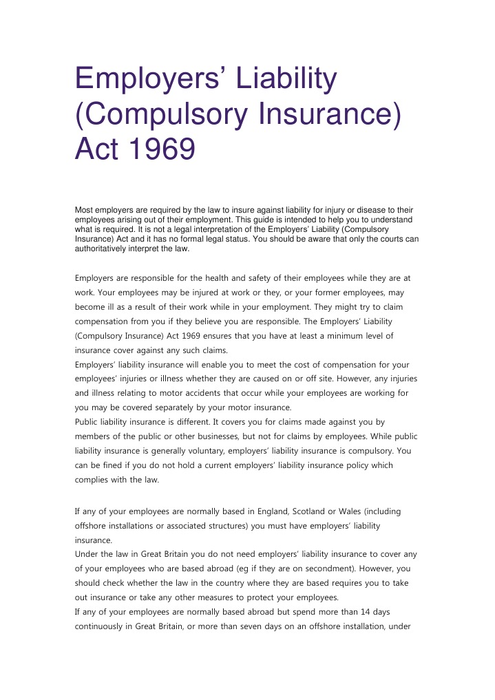 Employers' Liability | PDF | Liability Insurance | Employment