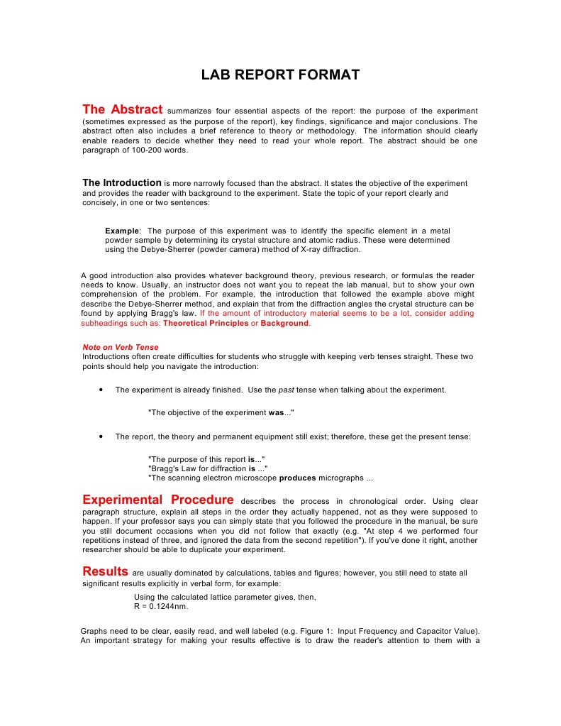 Lab Report Format | PDF | Experiment | X Ray Crystallography
